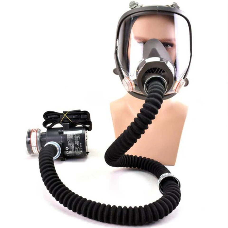 Electric Air Fed Full Face Mask,7H Battery,Anti-Dust Fume,Woodworking ...