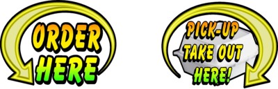 ORDER HERE & PICK UP TAKE OUT HERE PAIR OF DECALS (CHOOSE YOUR SIZE ...