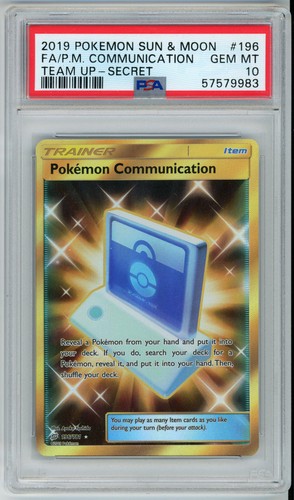 POKEMON TEAM UP POKEMON COMMUNICATION #196 SECRET RARE PSA 10 GEM MINT ...