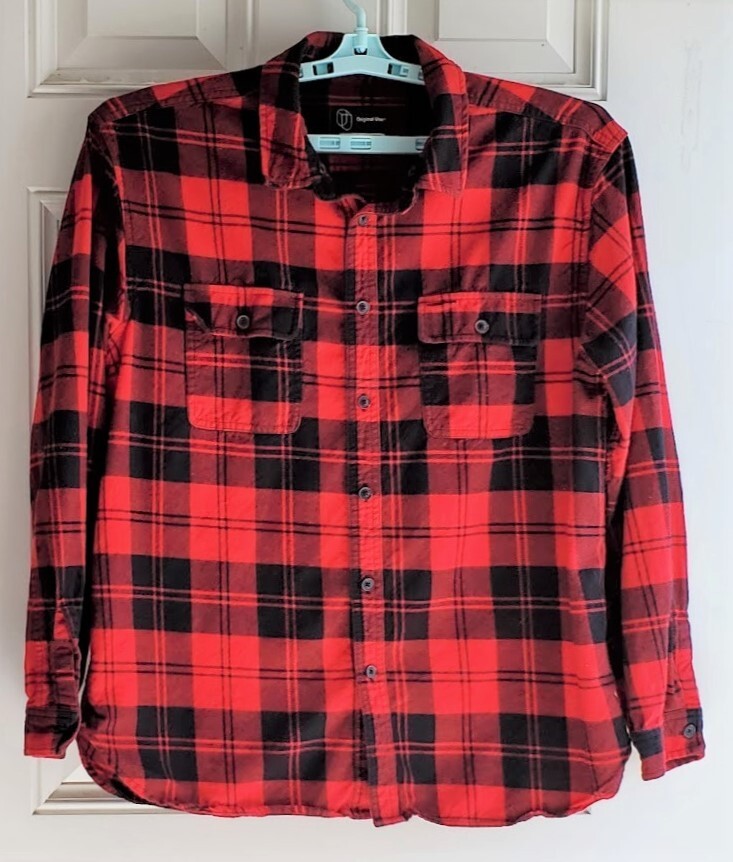 Upcycled Flannel Shirt DEF LEPPARD Music Rock Band Graphic Tee on Back ...