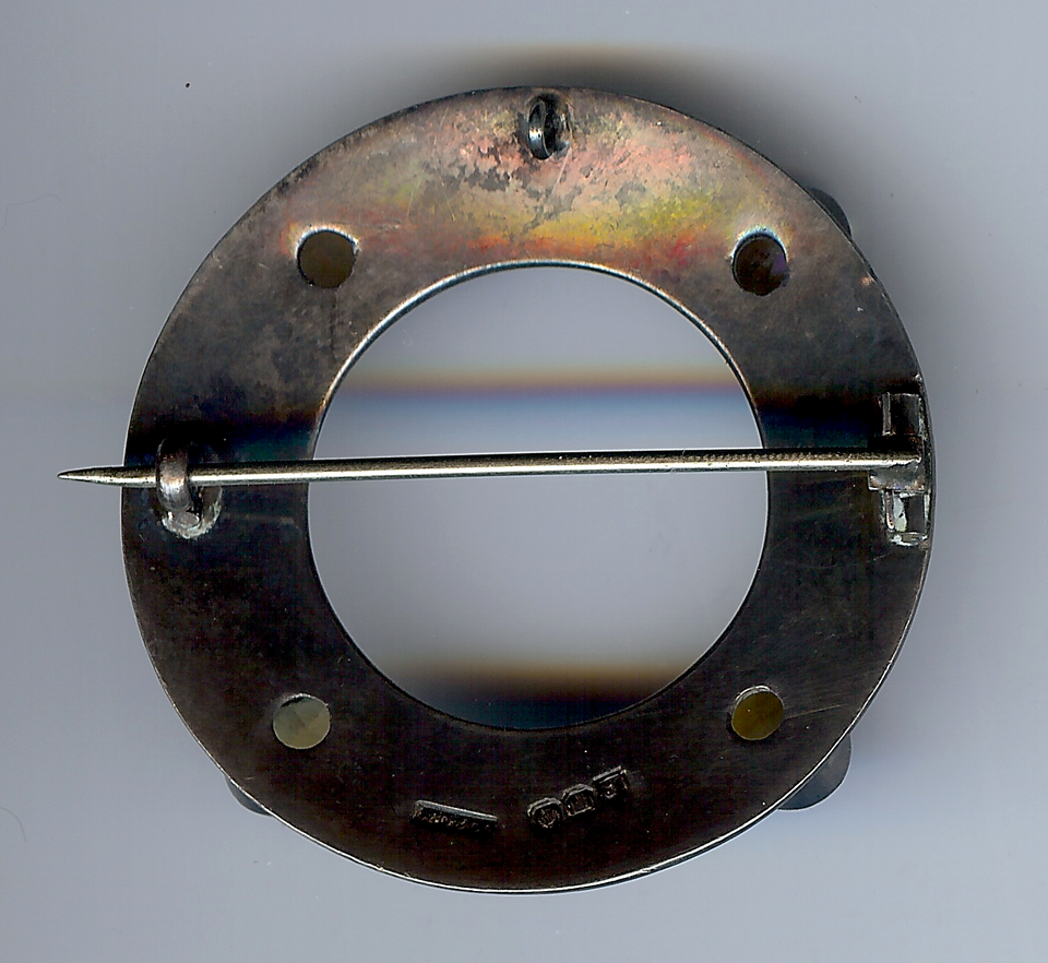 VINTAGE WILLIAM DUNNINGHAM SCOTTISH SILVER FACETED CITRINE ANNULAR PIN ...