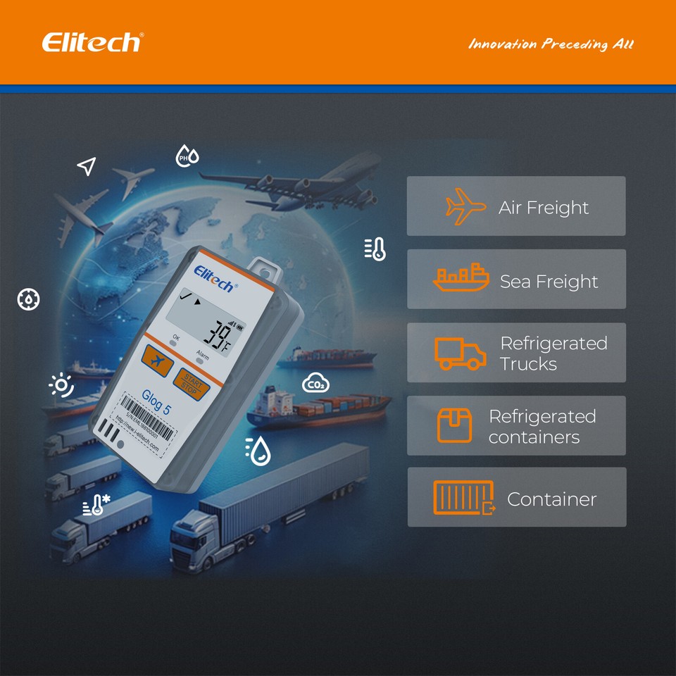 Elitech Temperature Data Logger 4G 32000 Point PDF/CSV Report Glog 5T ...