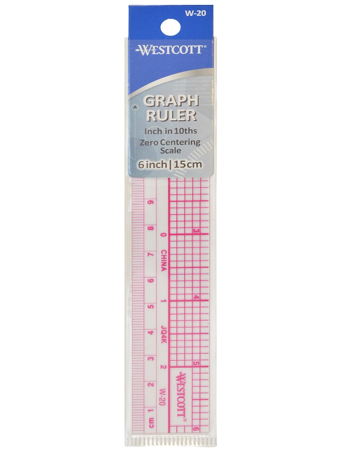 Westcott 6" 10ths Transparent Graph Ruler, Inches/Metric, Translucent ...