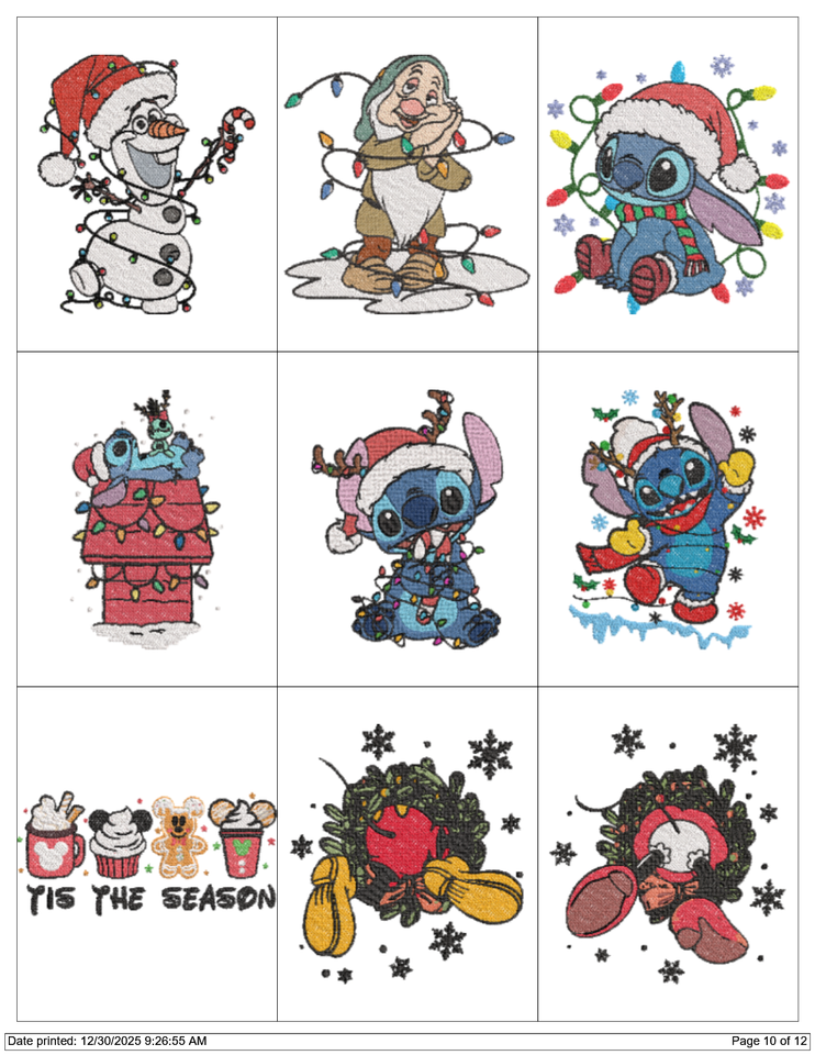 100 CHRISTMAS CARTOON CHARACTERS EMBROIDERY MACHINE DESIGNS COLLECTION ...