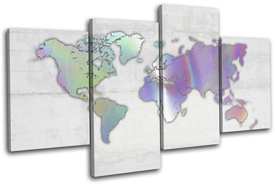 World Map Atlas Oil Slick Concrete Maps Flags MULTI TOILE murale ART ...