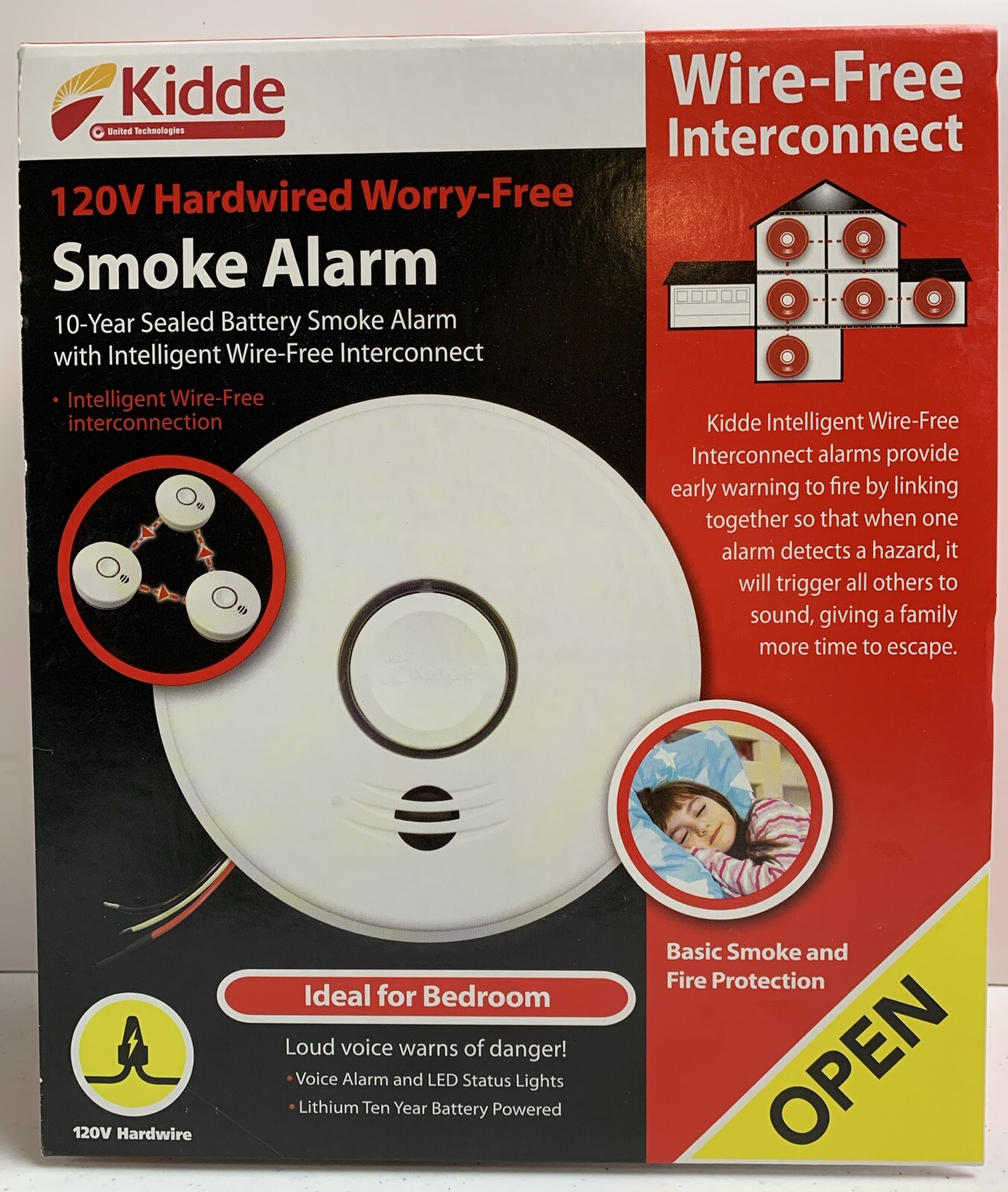 Kidde Smoke Detector Intelligent Wire Free Voice Interconnect Hardwired ...