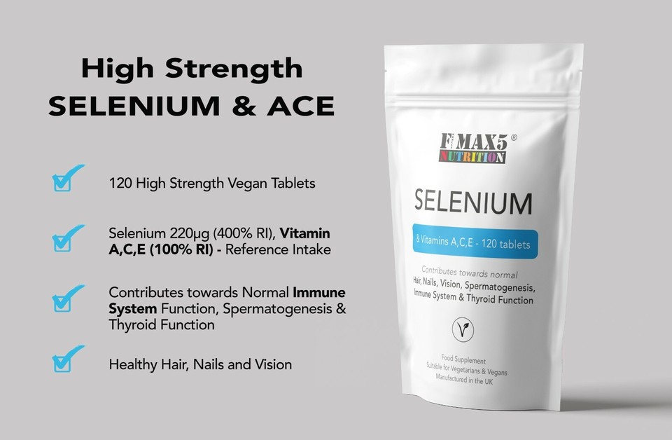 Selenium 220μg & Vitamins A,C,E Immune System, Hair, Nails Support ...
