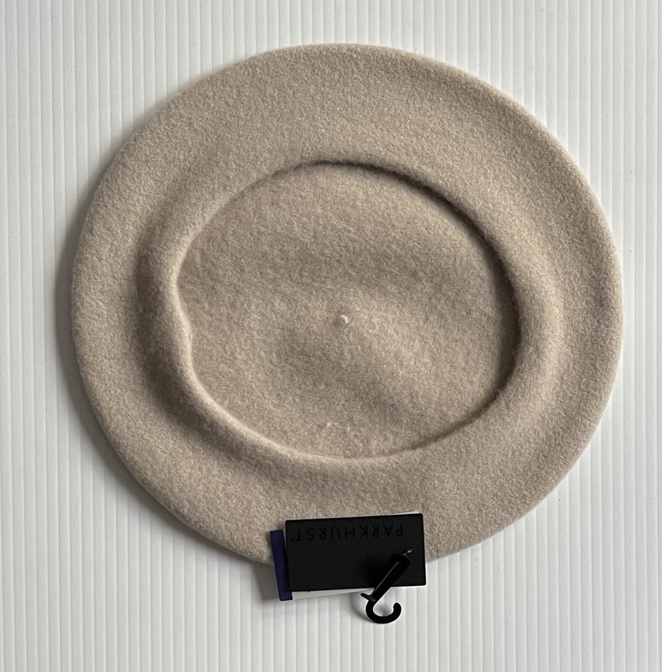 NWT Parkhurst 100% WOOL Basque Beret Hat • Style 25001 • BIRCH Beige ...