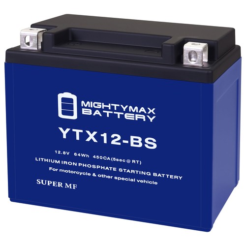 Mighty Max YTX12-BS Lithium Battery compatible with Power Max GTX12-BS ...