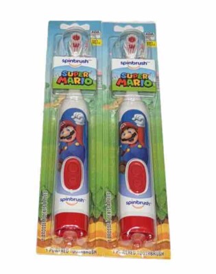 Spinbrush Toothbrush Super Mario Kid’s Battery, Soft, Mario x2 FACTORY ...
