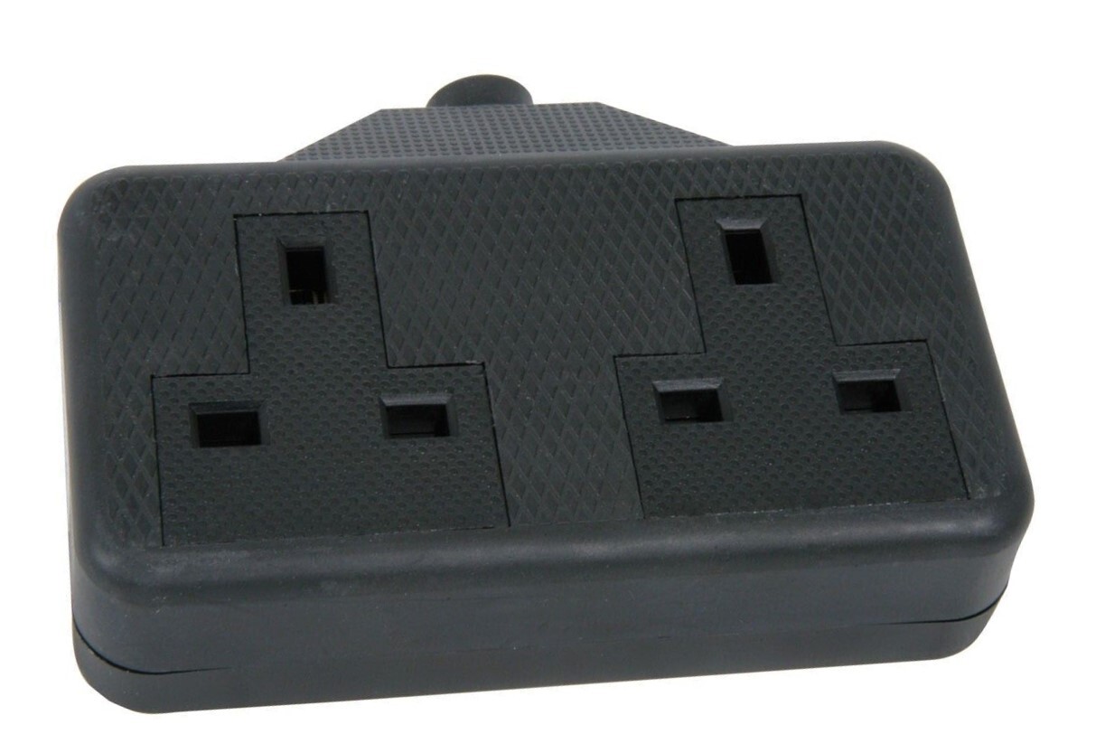 13A Socket Two Way High Impact Rubber Plug Mains Power Switch-2 Gang uk ...