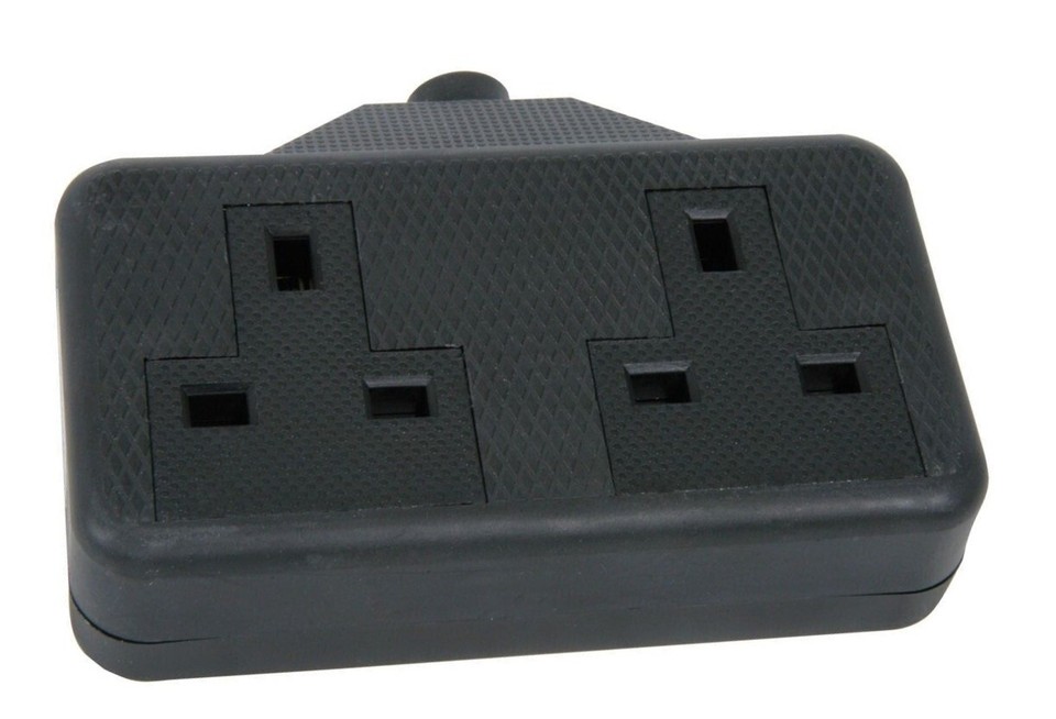 13A Socket Two Way High Impact Rubber Plug Mains Power Switch-2 Gang uk ...