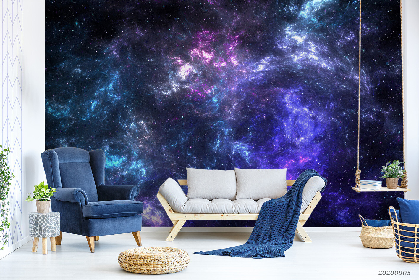 3D Nebula Space Star Self-adhesive Removeable Wallpaper Wall Mural ...