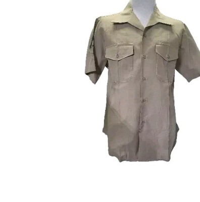 USMC MARINE CORP MEN'S KHAKI TAN SHORT SLEEVE UNIFORM DRESS SHIRT Size ...