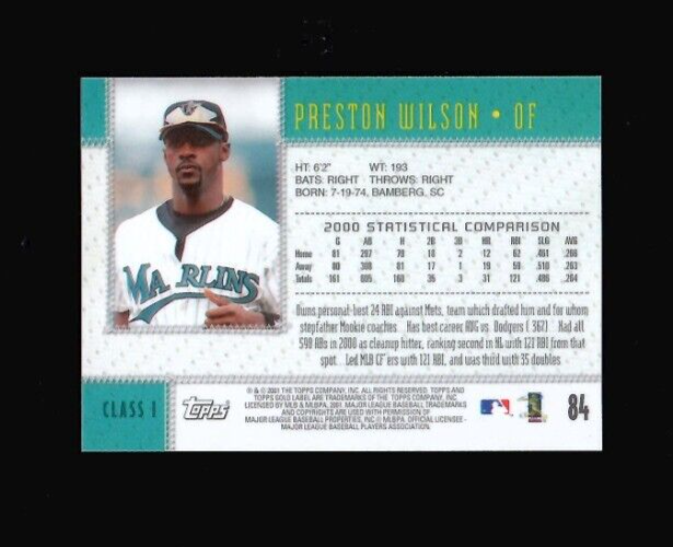 2001 Topps Gold Label #84 Class 1 PRESTON WILSON Marlins MINT | eBay