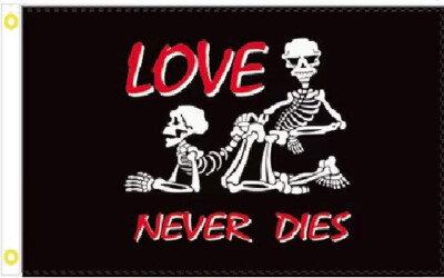 3X5 LOVE NEVER DIES BONES PIRATE SKELETONS SEX FLAG BANNER 100D W ...