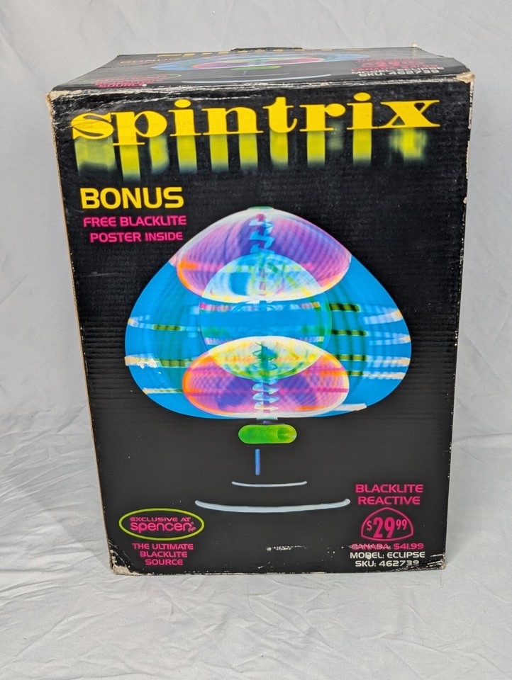 Vintage 90s Spencers Gifts Black Light Reactive Spintrix Spinner Poster ...
