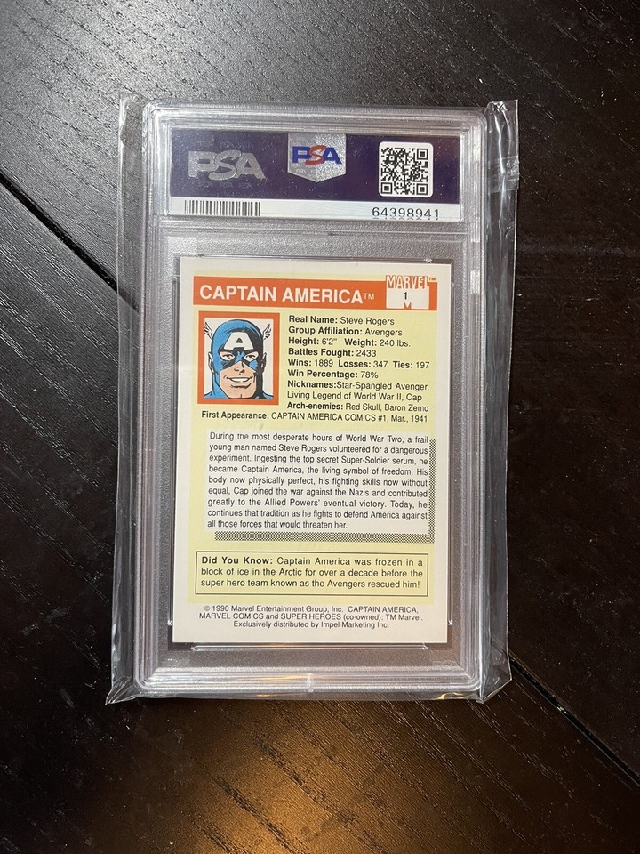 1990 Impel Marvel Universe Card # 1 Captain America PSA 10 GEM MINT Pop ...