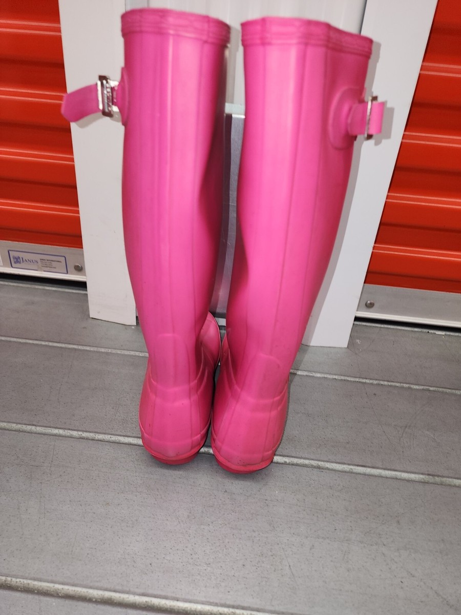 Pink Hunter Rain Boots With Socks