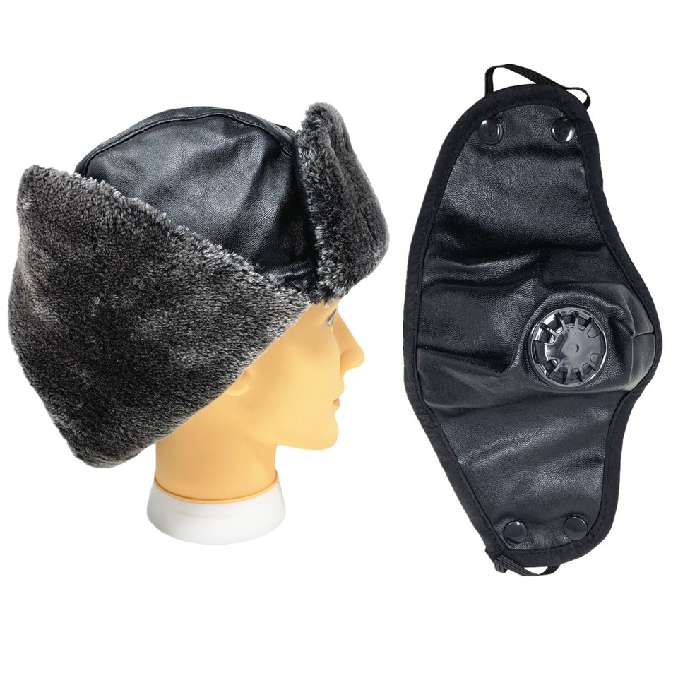 Unisex Winter Leather Trooper Hat, Hunting Hat, Ear Flap, Chin Strap ...