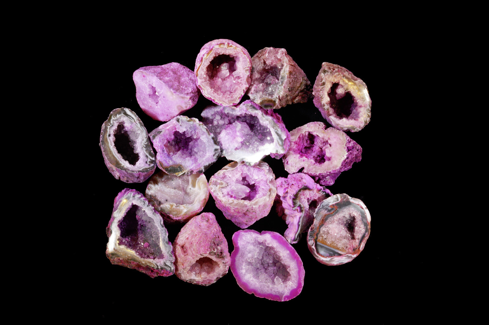 Oco Agate Geode Pink 2" Polished Crown Chakra Healing Crystal Raw Stone ...