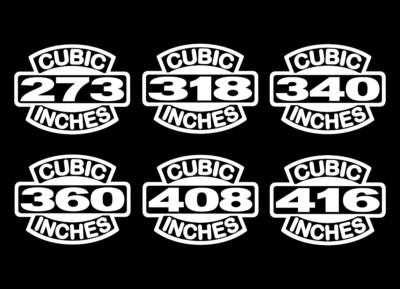 2 SMALL BLOCK V8 ENGINE DECALS 273-318-340-360 STROKER 408-416 5.2-5.9 ...