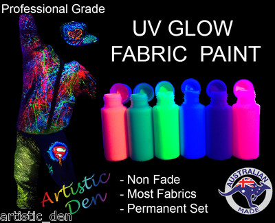 UV GLOW NEON FABRIC PAINT Rave Party Splatter - Artistic Den | eBay