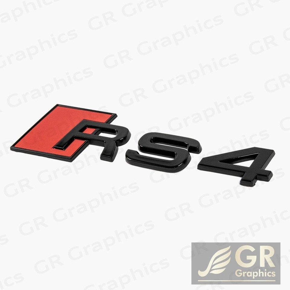 Audi RS4 Gloss Black Emblem Rear Letter Tail Badge S4 Trunk Lid Sport ...