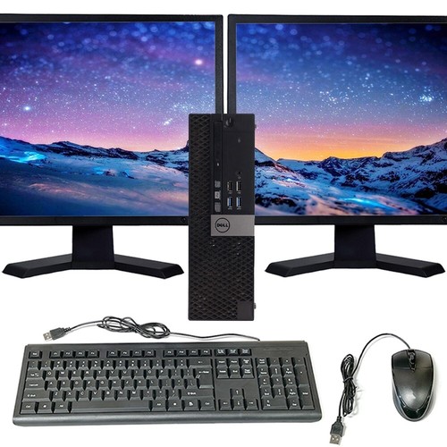 Dell Desktop i7 Computer 32GB RAM 500GB HD Dual 19in Monitor WiFi ...