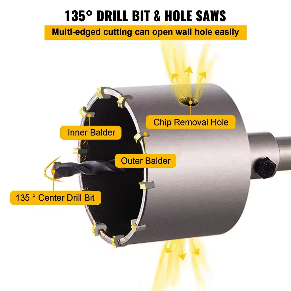 20Pcs Concrete Hole Saw Kit Wall Hole Opener 30-110mm SDS Plus or SDS ...