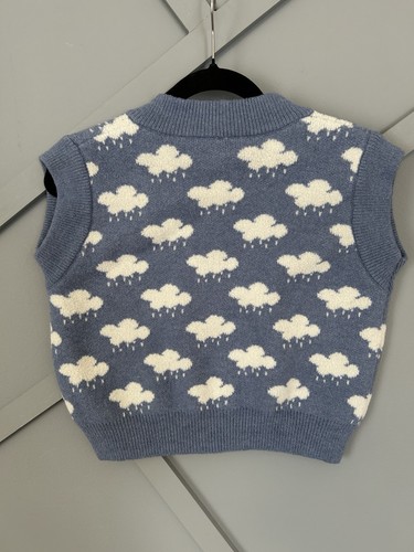 SHEIN Blue Cloud Knit Sweater Vest - Size S - Soft & Cozy Pullover | eBay