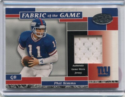 2002 Leaf Certified - PHIL SIMMS- Game Worn Jersey - NEW YORK GIANTS #d ...