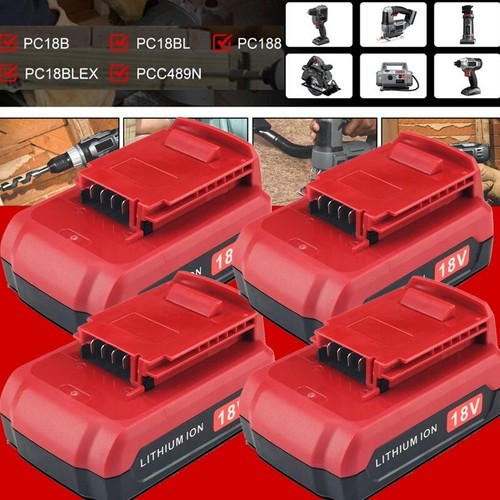 1/4Pack 18 Volt 3.0Ah Lithium Battery for Porter Cable 18V PC18B ...