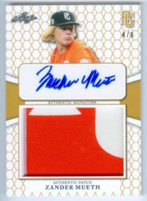 ZANDER MUETH "PATCH AUTOGRAPH /6" LEAF PERFECT GAME NATIONAL SHOWCASE ...