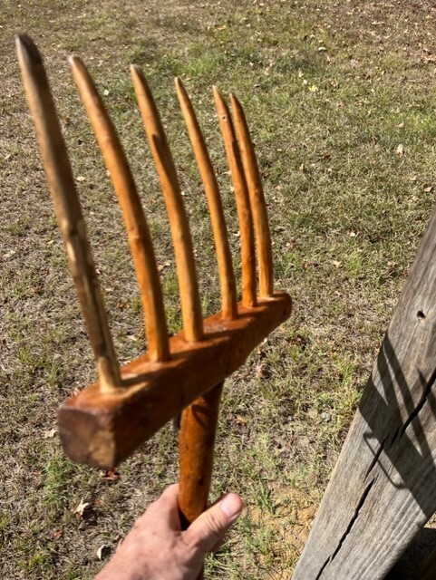 Primitive Wood Wooden Hay Fork Pitchfork Farm Barn Decor 1800's | eBay