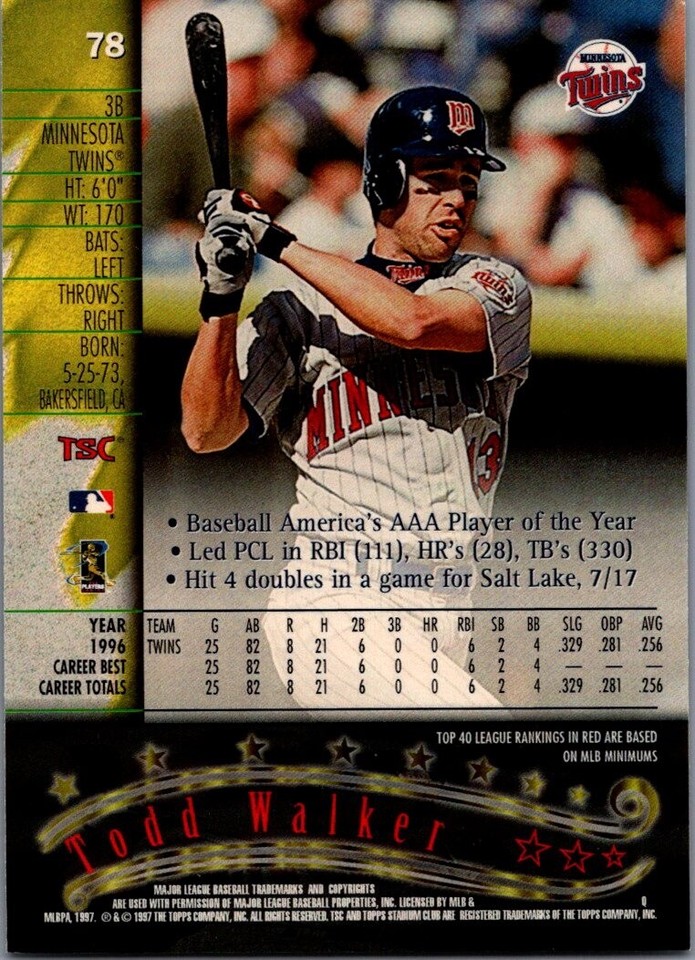 1997 Stadium Club #78 Todd Walker Minnesota Twins | eBay