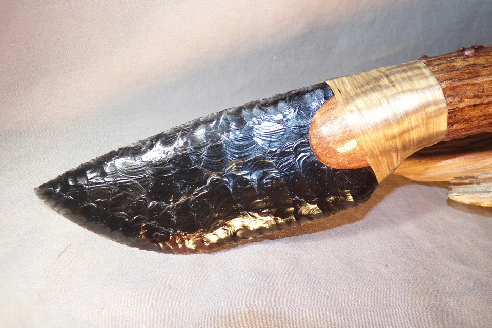 Large Indian Head Nickel Lace and Red Obsidian Cody Knife Flint Knapping COA | eBay
