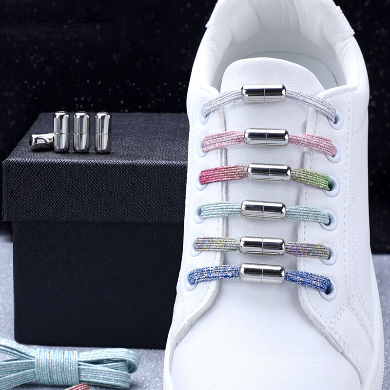 Gradient Color Shiny Shoes Laces Double Buckle Lazy Shoelaces Shoe ...