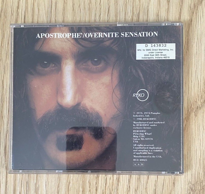 1986-FRANK ZAPPA , " APOSTROPHE /OVERNITE SENSATION", PROG ROCK ...