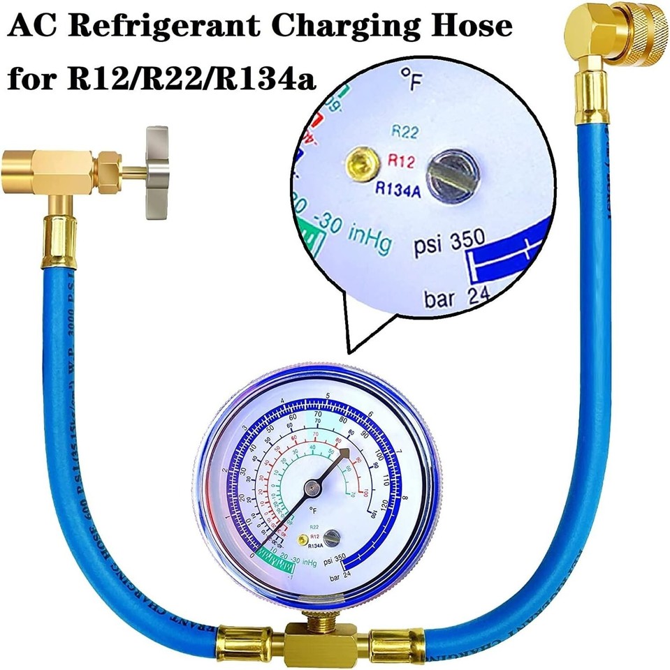 Refrigerator Freon Recharge Hose with Gauge Kit-A/C R134A R12 R22 ...