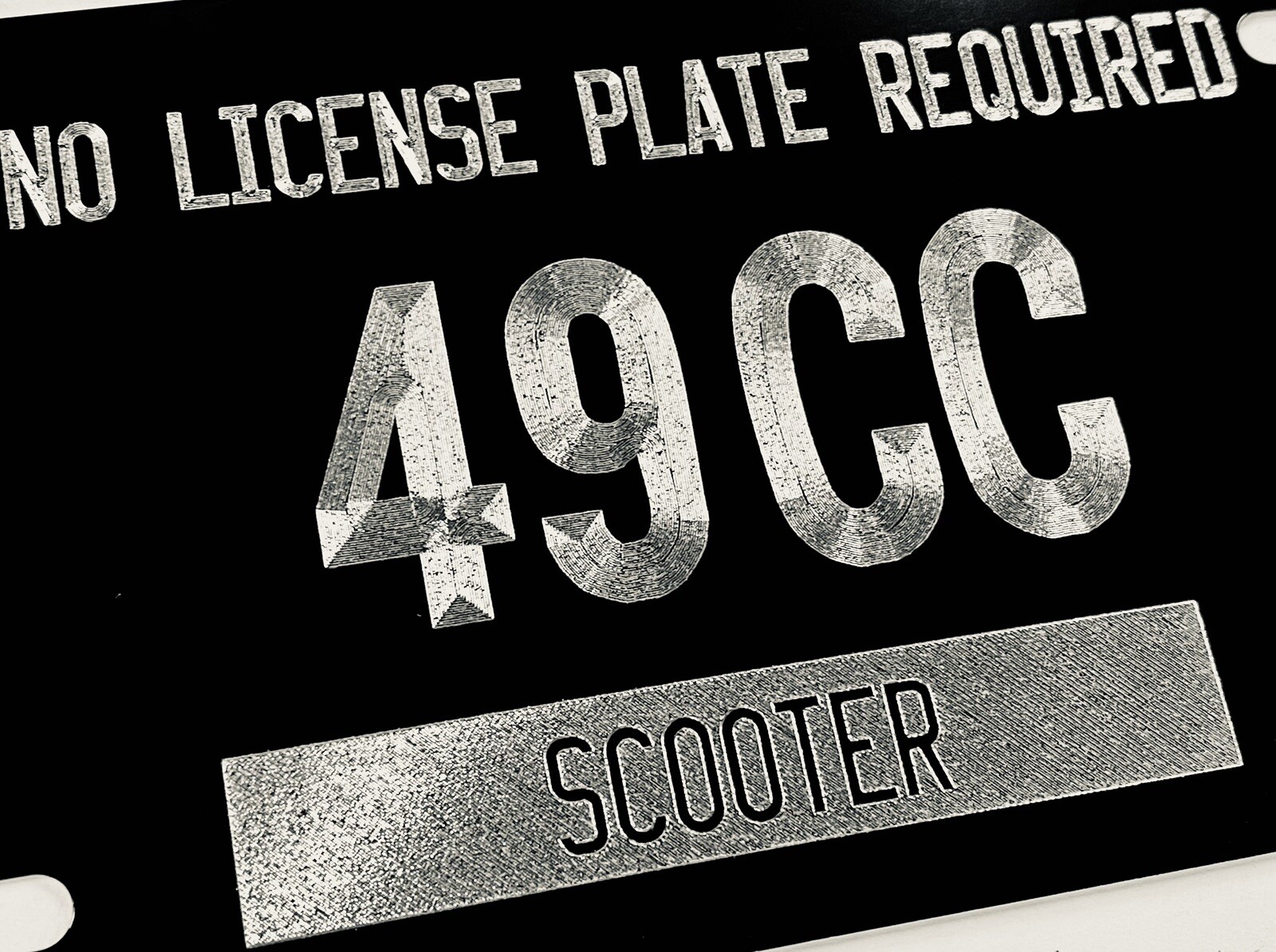 Scooter Tag No License Plate Required 49cc 49 CC Diamond Etched Metal ...