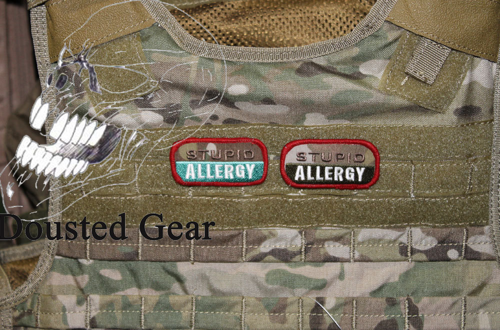 2 x Multicam MTP " STUPID ALLERGY " Morale Patch ( Official Dousted ...