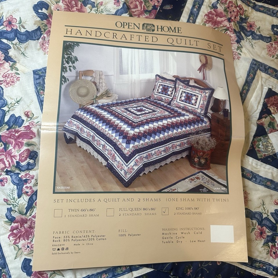 NEW Vintage King Peking Handicraft Patchwork Floral Quilt W/ Shams ...