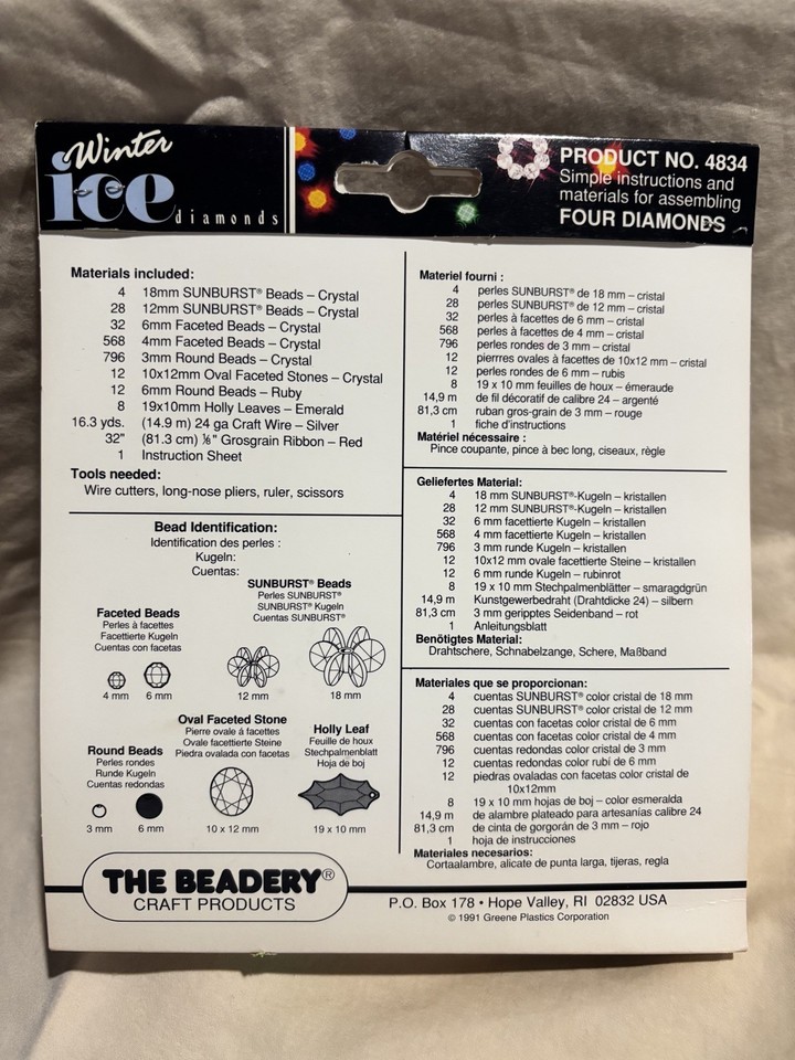 The Beadery Winter Ice Kit - Beaded Christmas Ornament “Diamonds ...