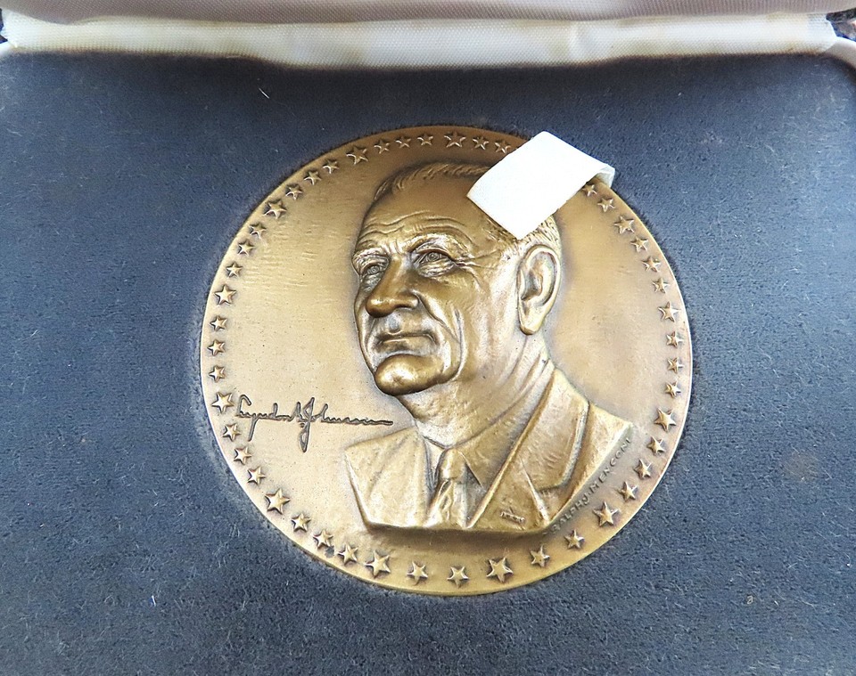 Vintage Lyndon B. Johnson Bronze Presentation Medal, 1966 Asian ...