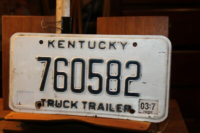 2003 Kentucky License Plate 760582 Truck Trailer | eBay