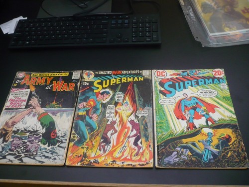 COMIC BOOKS, OLD,2 SUPERMAN, 15c & 20c, &12c, ARMEY AT WAR, RARE LOTS ...