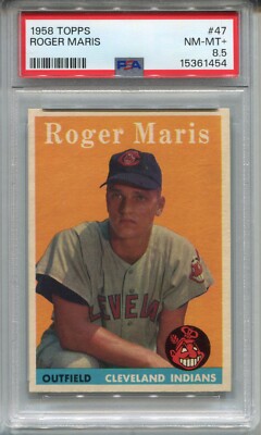 1958 Topps Baseball #47 Roger Maris Rookie Card Graded PSA 8.5 NM MINT+ ...
