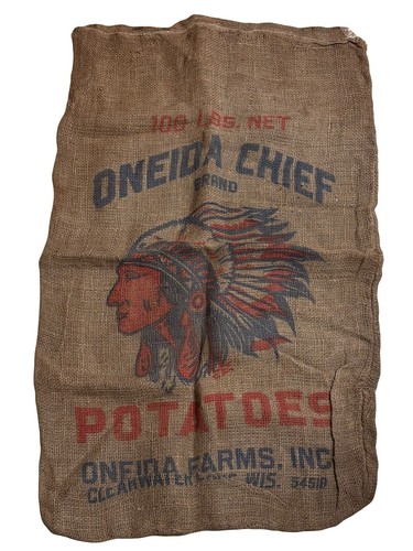 Vintage ONEIDA CHIEF Potatoes 100lb burlap bag Front ONLY | eBay