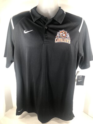 NEW Nike Mens Polo Shirt Black w/ White Piping SZ M Dri-Fit Culver ...